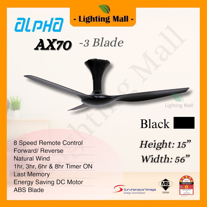 Alpha AX70 DC Motor 8 Speeds Ceiling Fan With Remote Control | Shopee ...