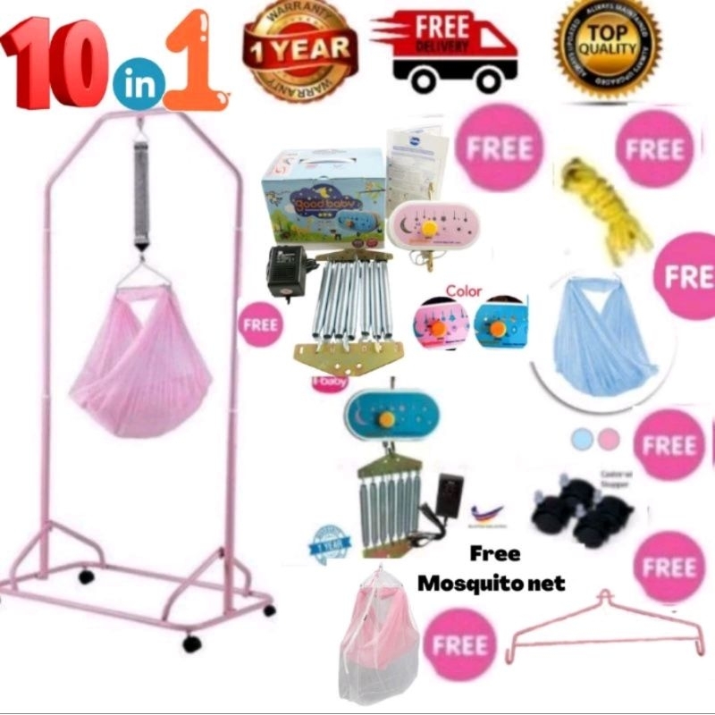1 Year Warranty💖Full Set Rangka Besi Buai💖10in1 Cradle Stand/Besi ...