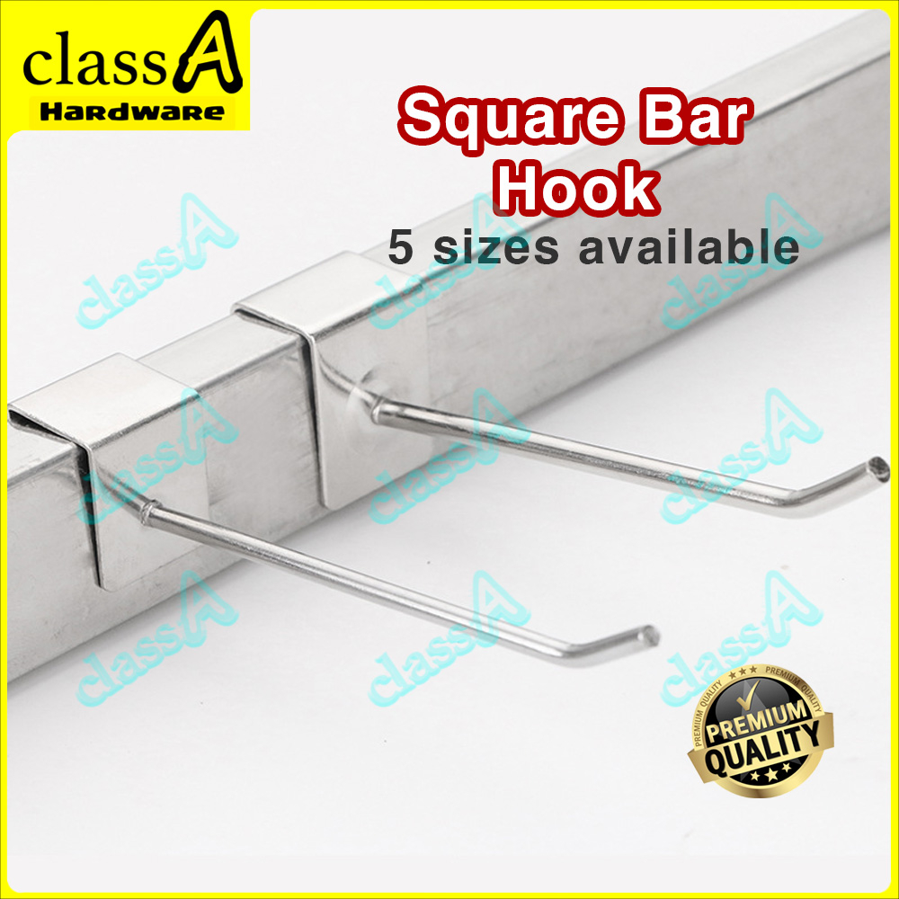 ClassAHW Chrome Square Bar Hook Sq Bar Tube Hook AA Upright Rectangle ...