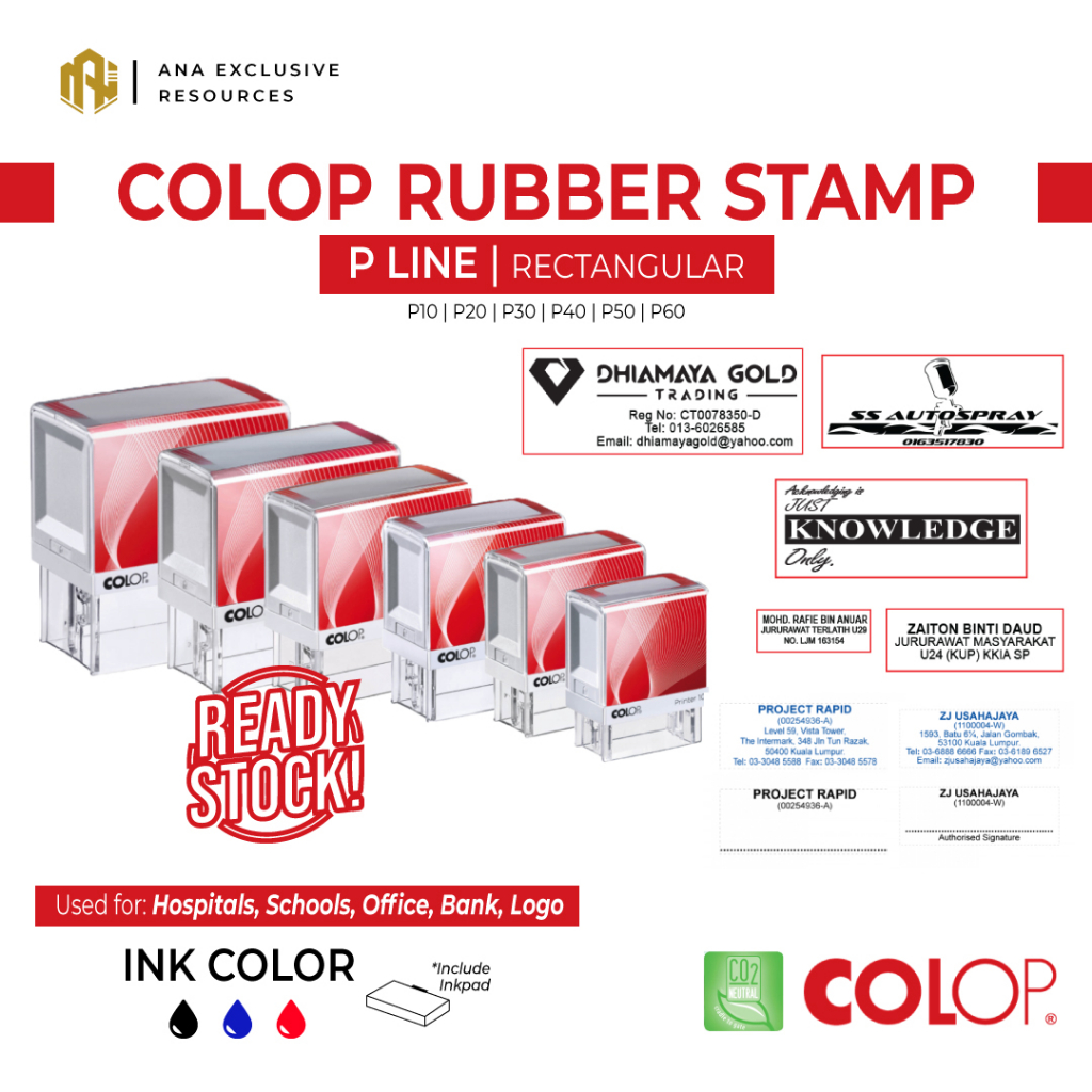 Rubber Stamp Colop Selfink ( Design COLOP ) *SAME DAY POS* [ READY STOCK ] P10 -P60 | Shopee ...
