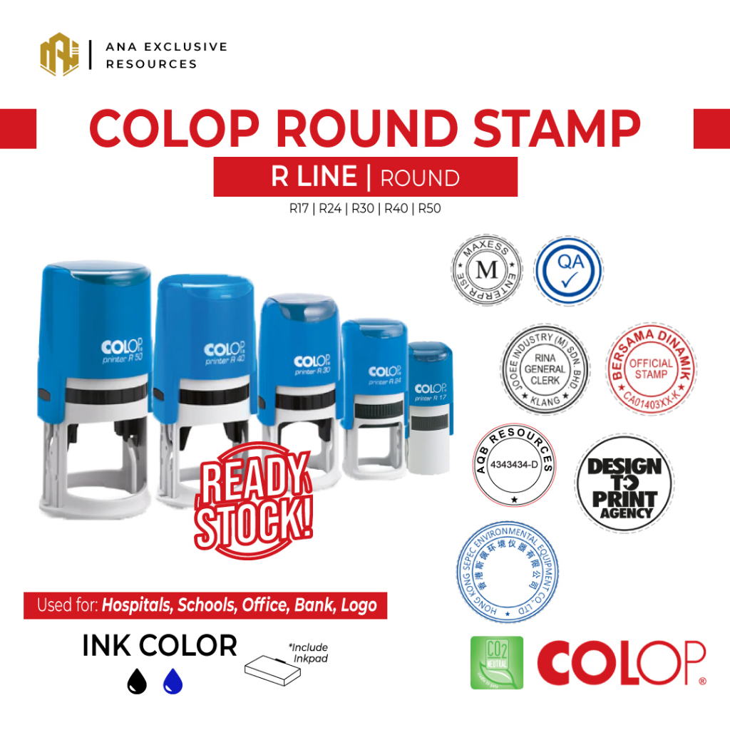 COLOP Self-Inking Round R17 R24 R30 R40 R50 *SAME DAY POS* (READY STOCK) | Shopee Malaysia