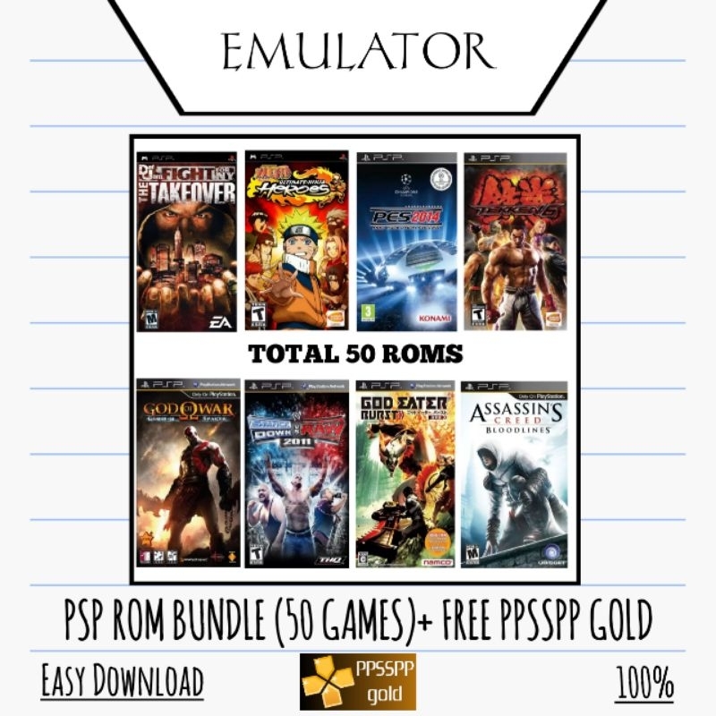 PSP ROMS BUNDLE MORE THAN 50 GAMES FREE PPSSPP GOLD EDITION