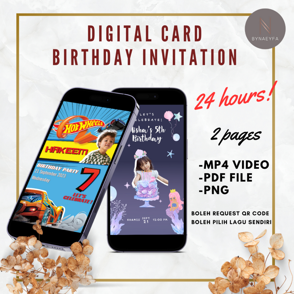 KAD BIRTHDAY DIGITAL | BIRTHDAY INVITATION DIGITAL CARD | Shopee Malaysia