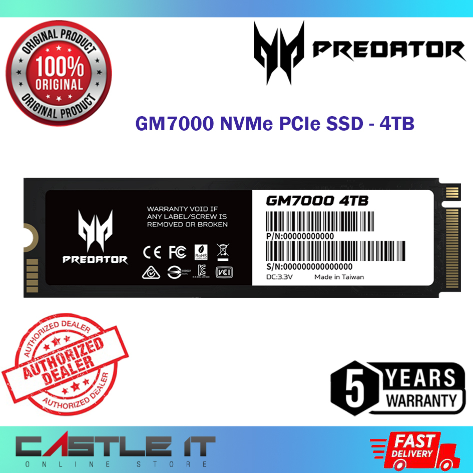 Acer PREDATOR GM7000 4TB / 2TB with Heatsink PC PS5 GEN 4x4 SSD Gaming Storage GEN4 PCIE M.2 ...