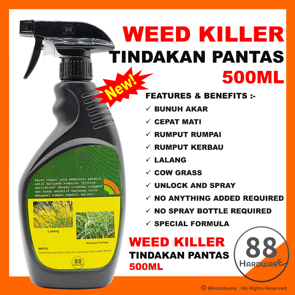 500ML WEED KILLER spray / racun rumput roundup / racun rumput rampai ...