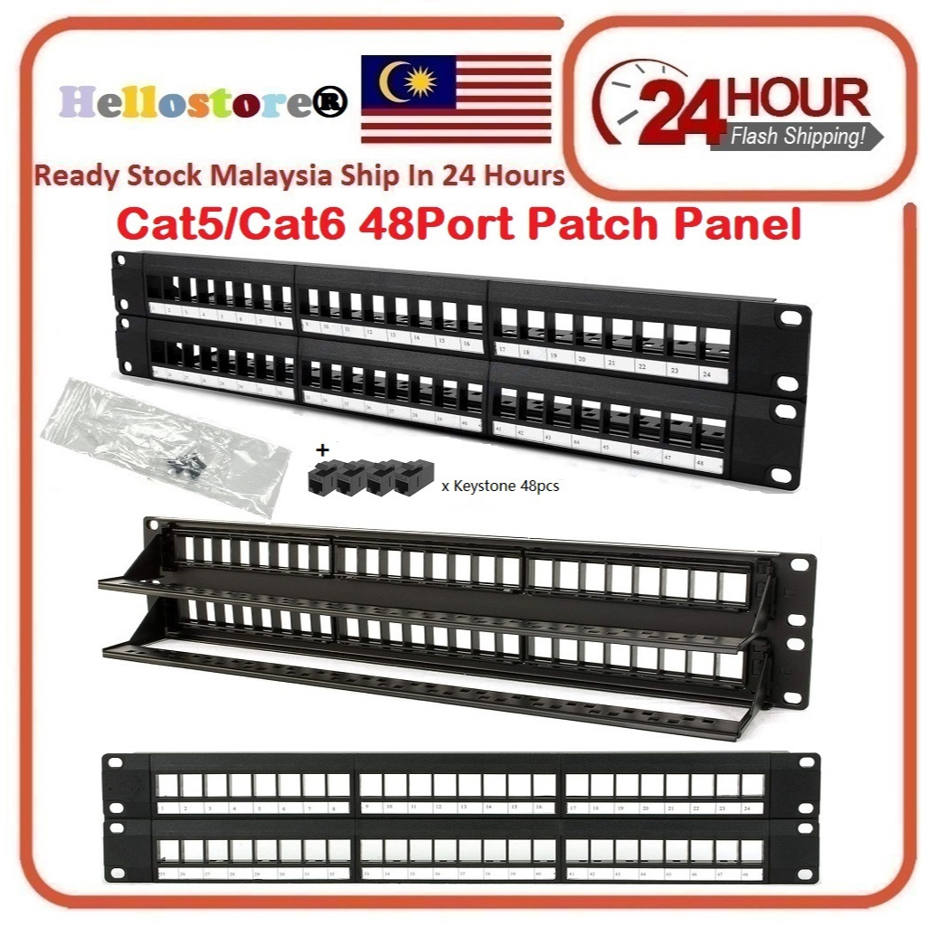 Cat5/Cat6 48 Port Blank Keystone Patch Panel – 19 Inches High-Density ...