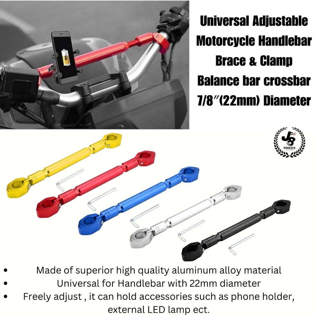 Universal Adjustable Motorcycle Handlebar Brace & Clamp Bar Crossbar ...