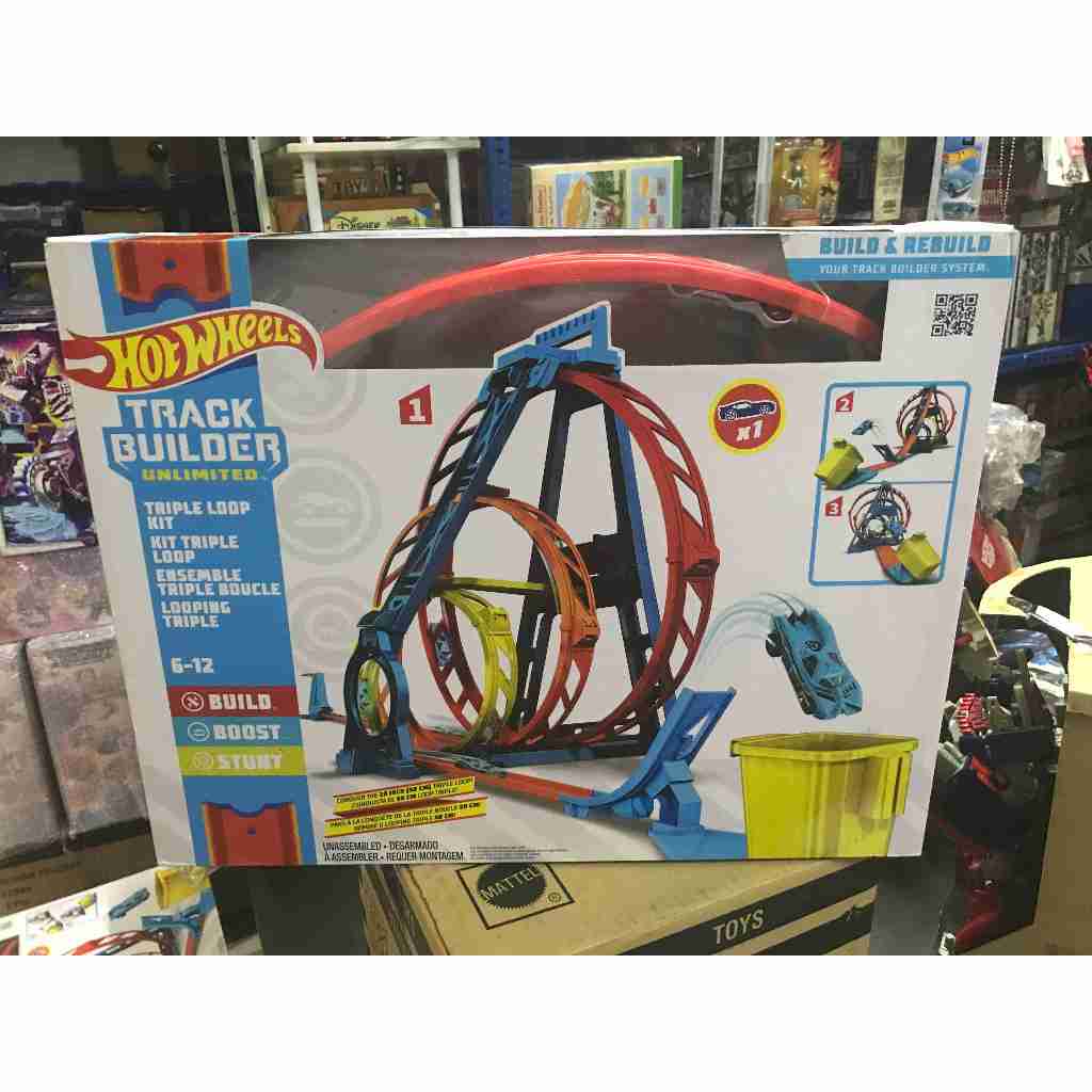 NEW Mattel Hotwheels Track Builder Triple Loop Kit (50cm triple loop ...