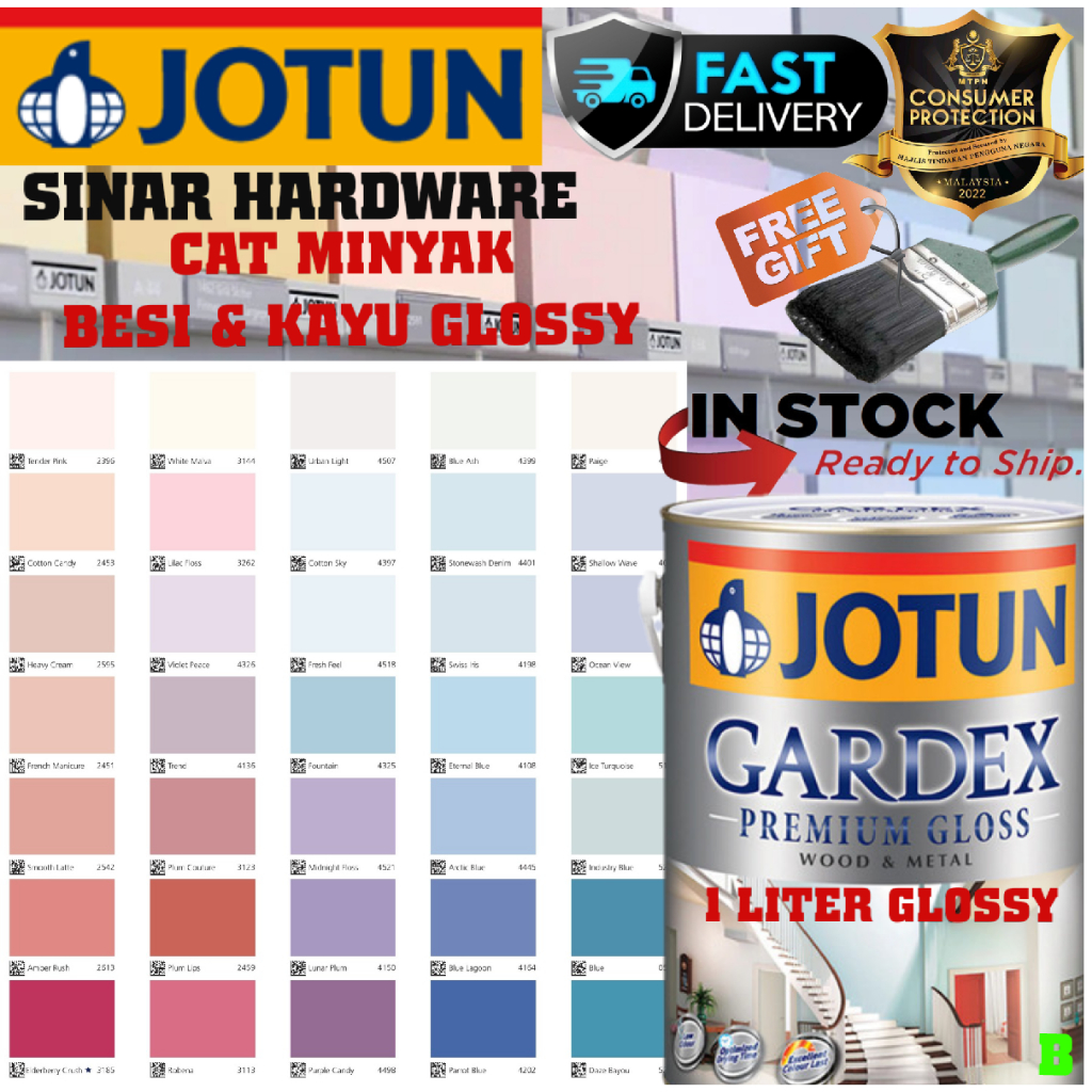 SINAR JOTUN 1 LITER GARDEX GLOSS WOOD METAL DOOR GATE PAINT / CAT ...