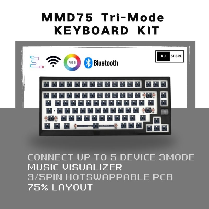 Weikav WK75 Tri-mode 75% Gasket Mechanical Keyboard Kit 【Barbone ...