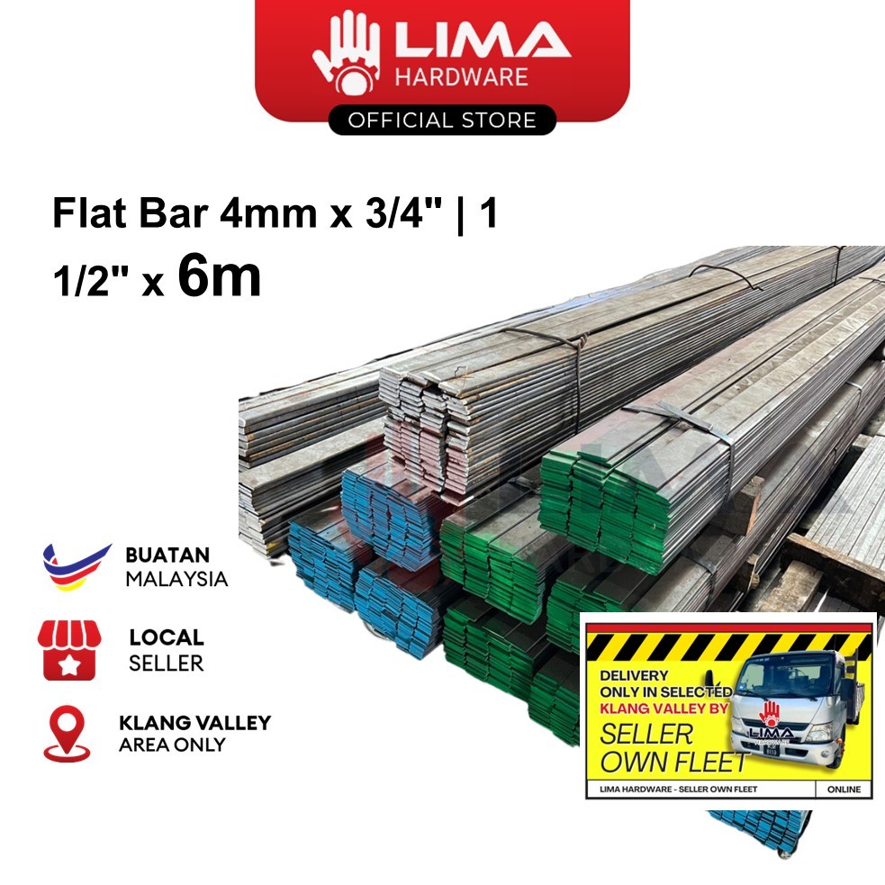 Flat Bar, Bar Rata, Alat Binaan 扁钢 4mm x 3/4" | 1 1/2" x 6M | Shopee ...