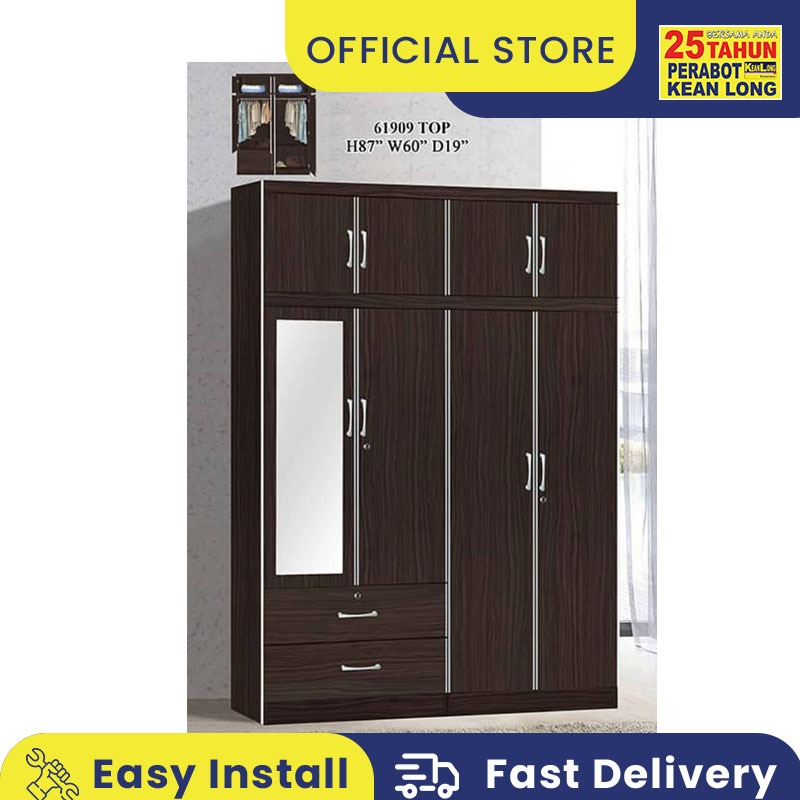 KLSB Almari Pakaian 4 Pintu +Top/Almari Baju 4 Pintu/Kabinet Pakaian ...