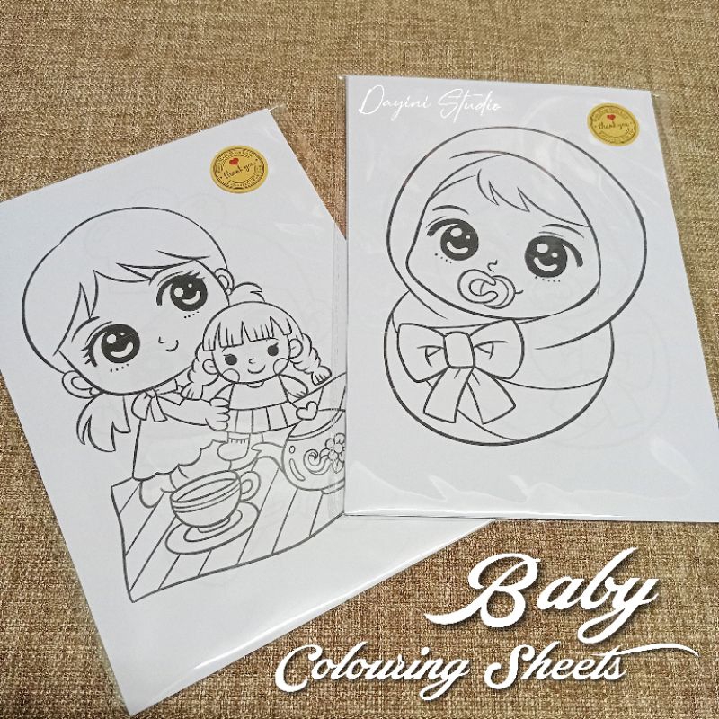 Colouring Sheet Baby | Kertas Mewarna | Doodle Bayi | Kids & Adults ...