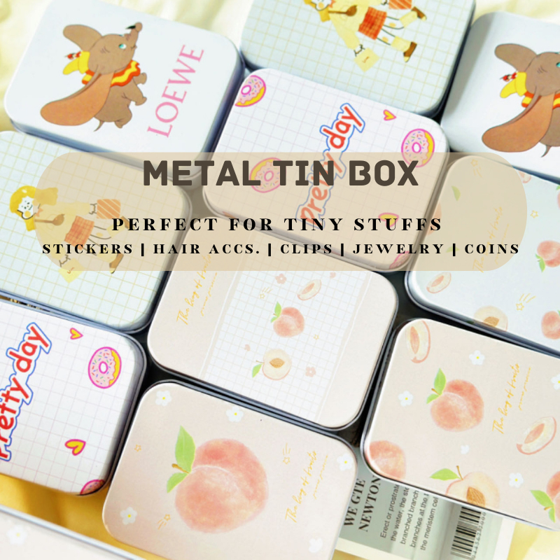 1pc Metal Tin Box Lovely Pattern Storage Box Mini Container Stickers ...
