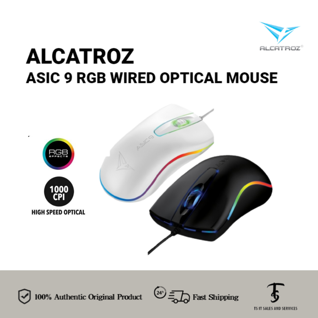 🔥Free Mouse Pad🔥Alcatroz Asic 9 RGB Hi-Definition USB Wired Mouse (1 ...
