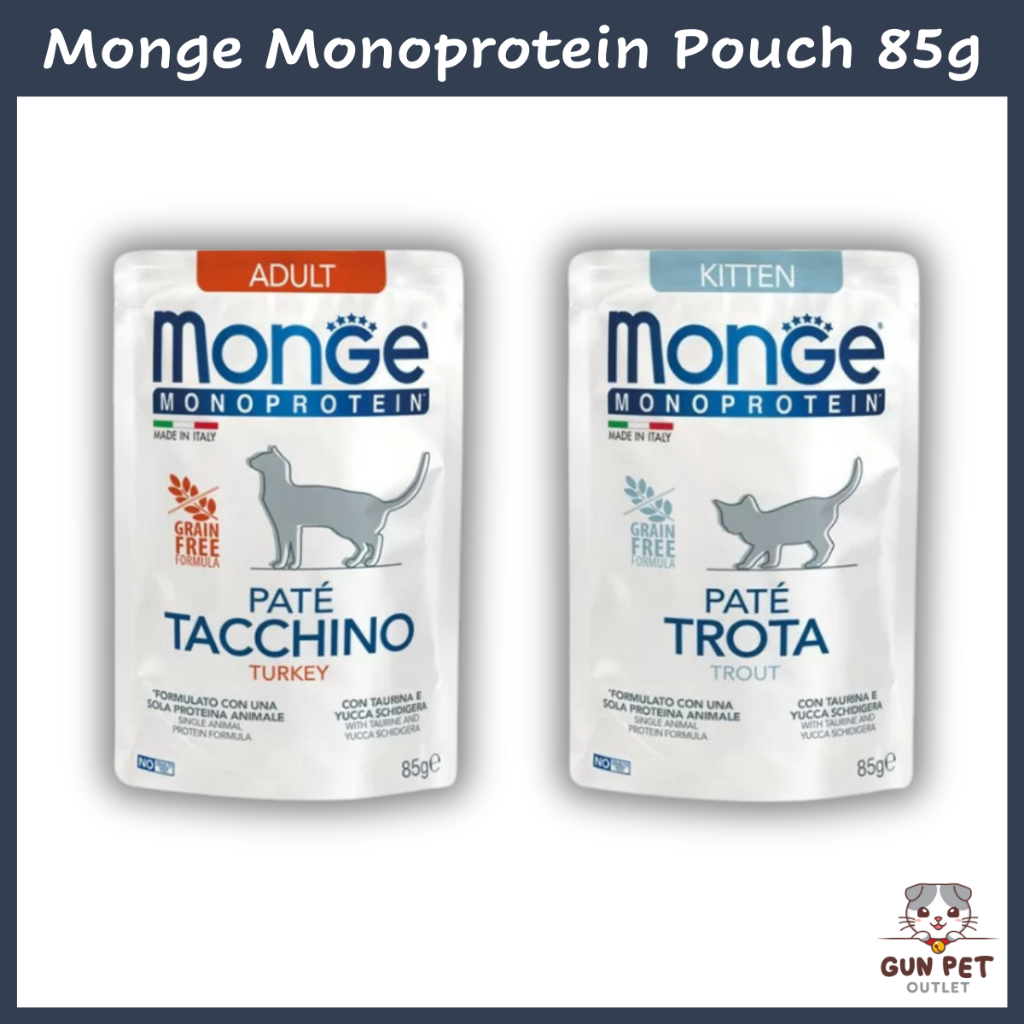 GUN PET Monge Monoprotein Chunky Cat Pouch 85g Cat Wet Food (Kitten/Adult) Pate Sterilised ...