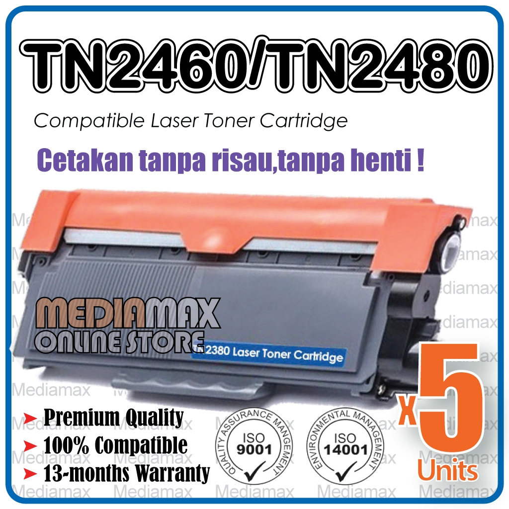 5x Compatible Brother TN2460 TN2480 TN-2480 DR2455 DR-2455 HLL2370DN ...