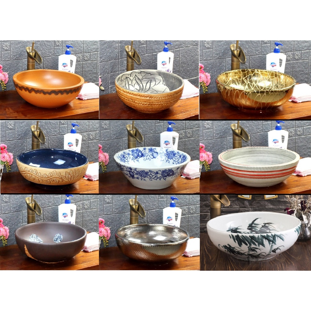 HAND MADE CERAMIC BASIN DESIGNER ART BASIN ABOVE COUNTER TOP ART SINK ...