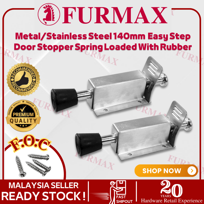 【FURMAX】Metal/Stainless Steel 140mm Easy Step Door Stopper Spring ...