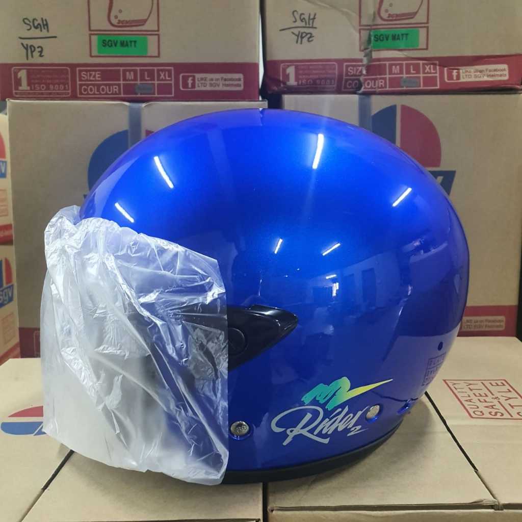 SGV HELMET RIDER 2 / TOPI KELEDAR / HALF CUT HELEMT STENG / WITH VISOR ...