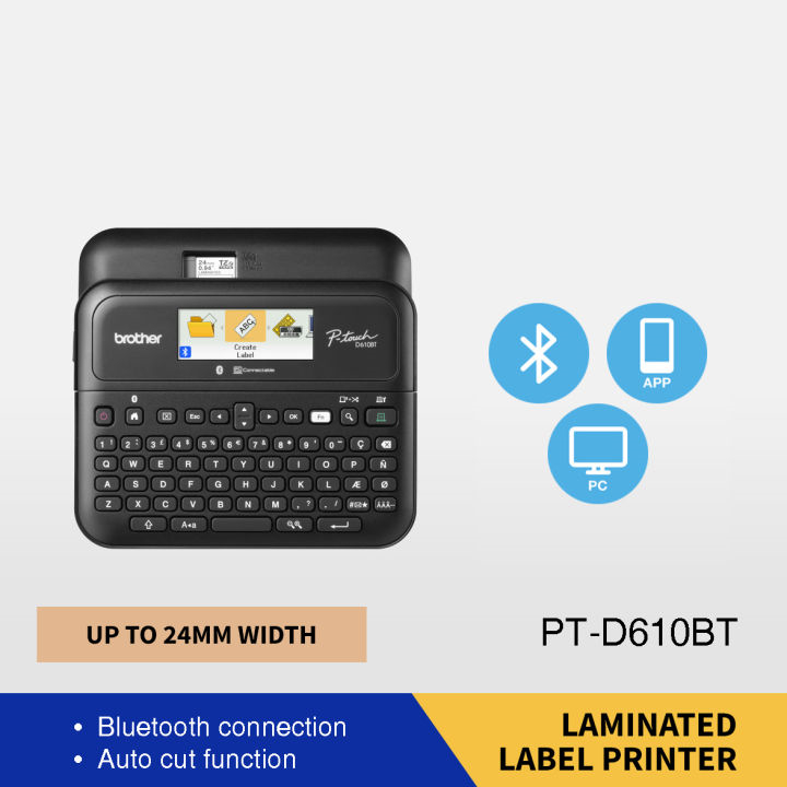 Brother PT-D610BT Portable Handheld P-Touch Labelling Machine PC Link ...