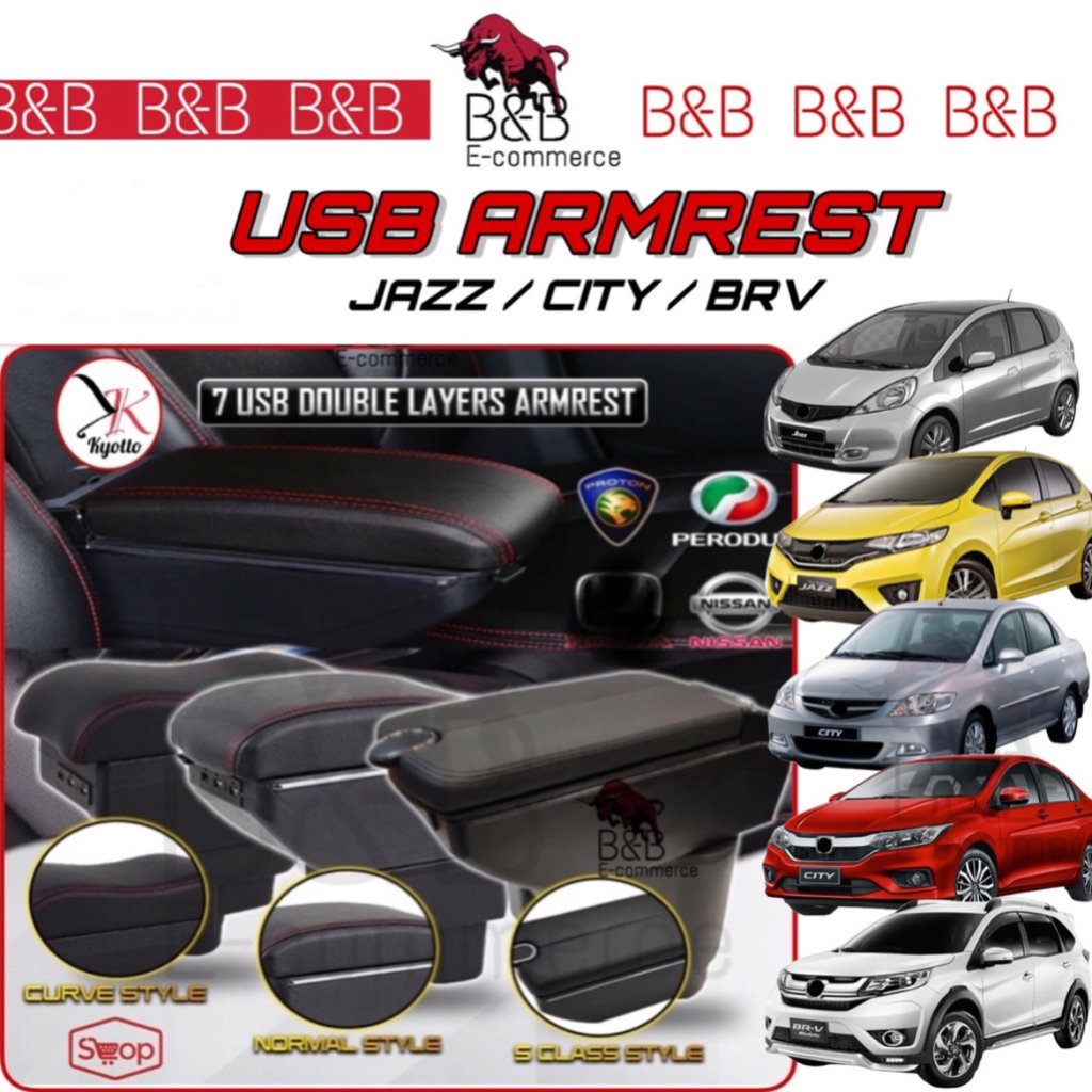 💥Car Arm Rest USB Port Armrest Console Box suitable for Honda CITY BRV ...