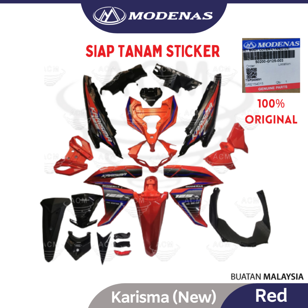 MODENAS Karisma New V3 2023 100% Original Full Body Cover Set Tanam ...