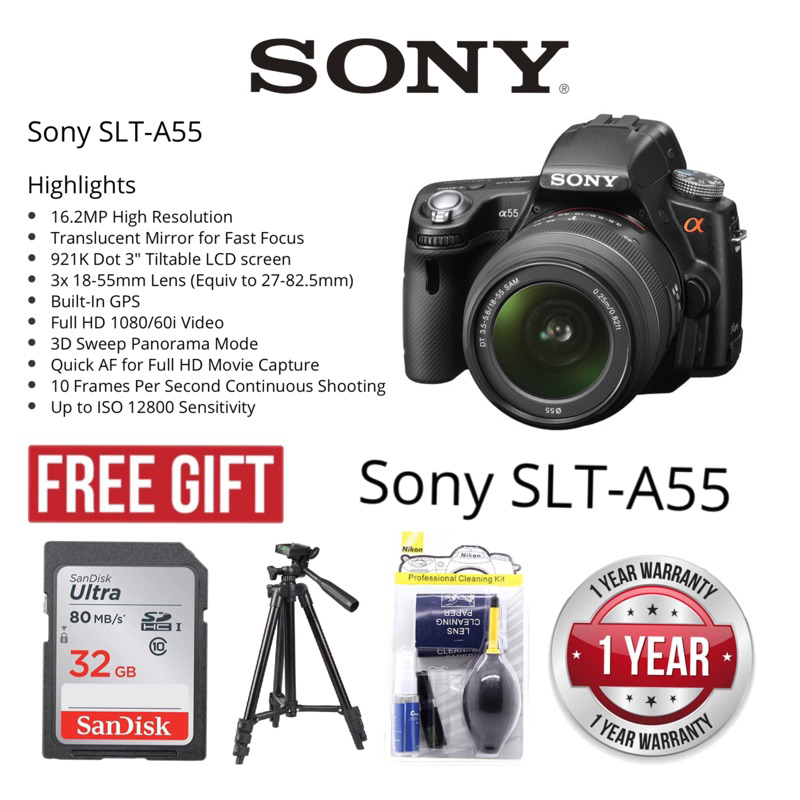 Sony DSLR SLT-A55 Build In GPS FULL HD recording Fast Autodocus original (1 years warranty ...