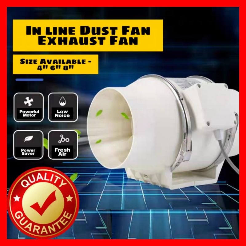 Malaysia Stock Exhaust Fan 4"/ 6"/ 8" inch High Suction Power Duct ...