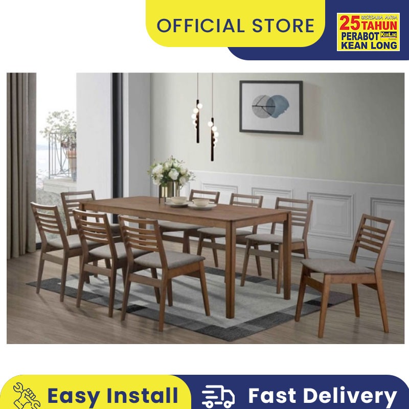 KLSB Set Meja Makan 8+1 Seat Kusyen / Set Makan/ Dining Set/ Dining ...