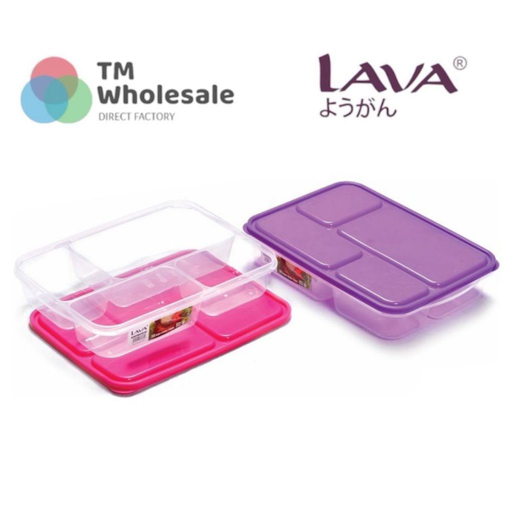 LAVA Lunch Box 1.6lt 4 Compartment, Assorted Colours | Shopee Malaysia