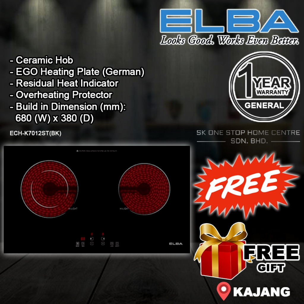 (AUTHORISED DEALER) ELBA ECH-K7012ST(BK) BUILT-IN CERAMIC HOB 2200W ...