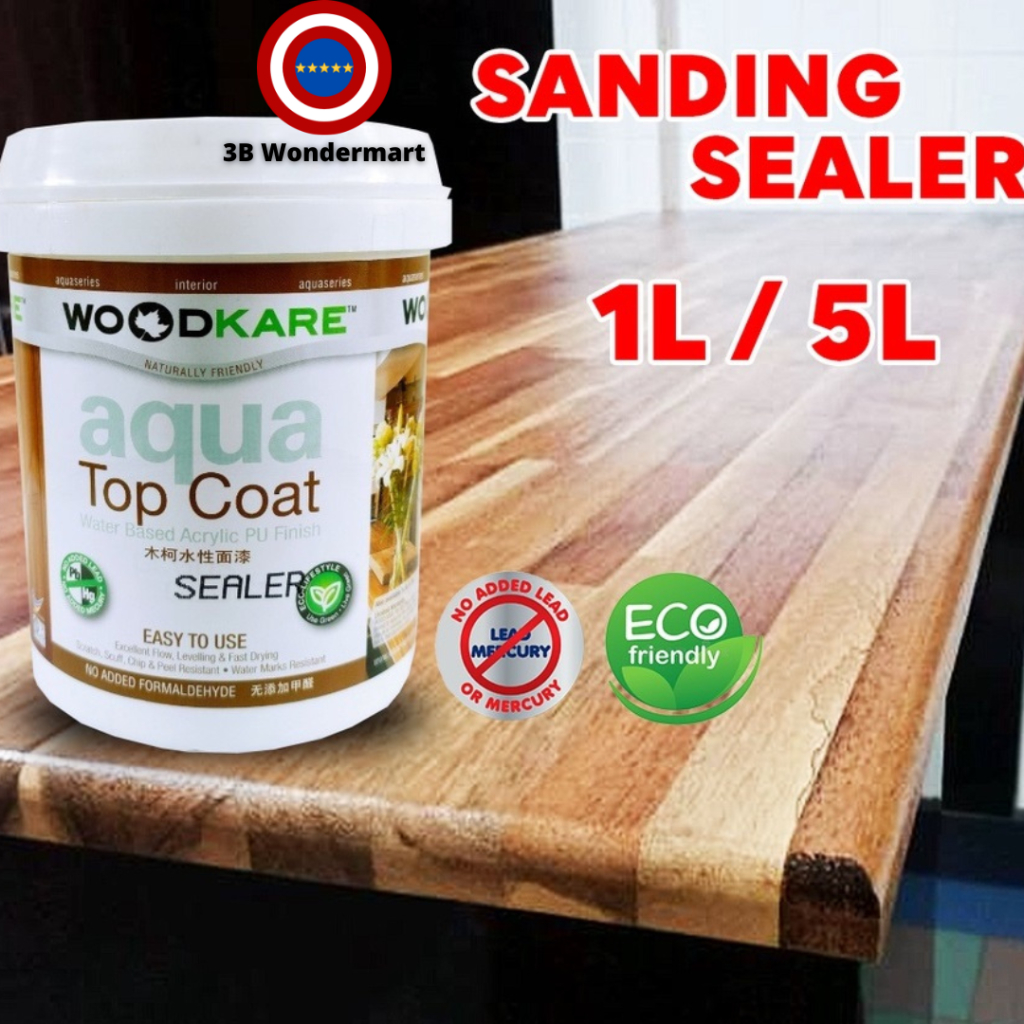 Wood-Kare Aqua Top Coat Base Coat Sanding Sealer Wood Finishing 1L ...