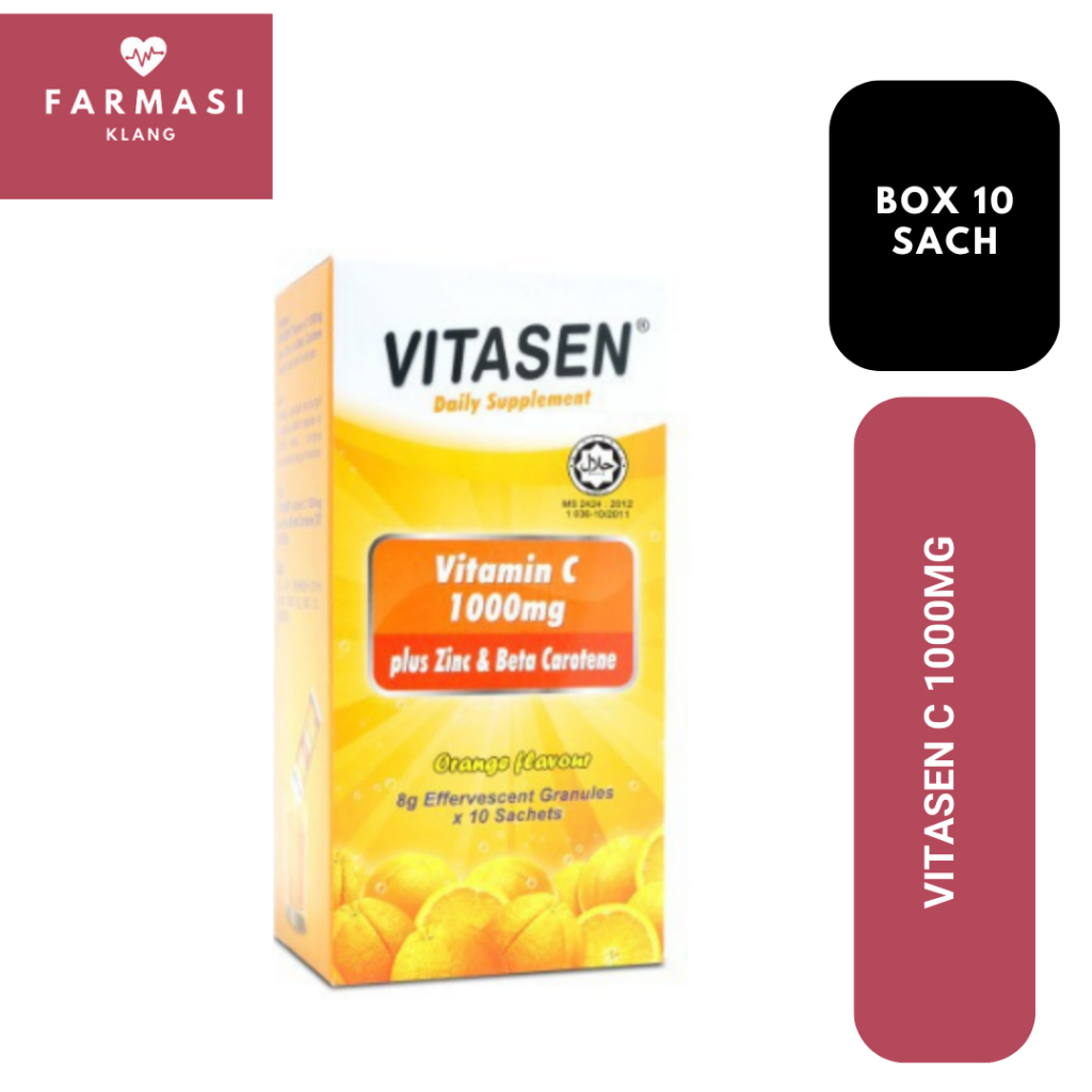 VITASEN VITAMIN C 1000MG + ZINC & BETA CAROTANE (10 SACHET) EXP : 01/24 | Shopee Malaysia