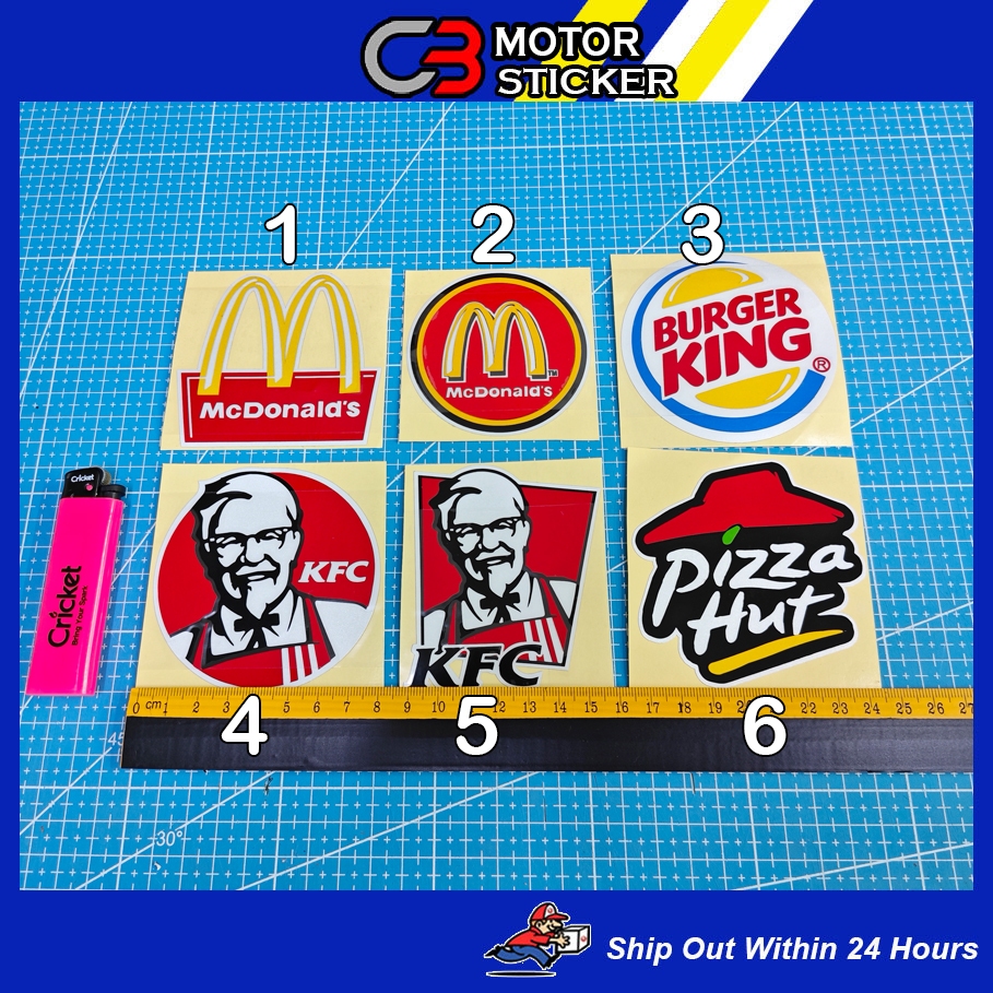 Sticker KFC Pizza Hut McDonalds Burger King Sticker Pantul Cahaya ...