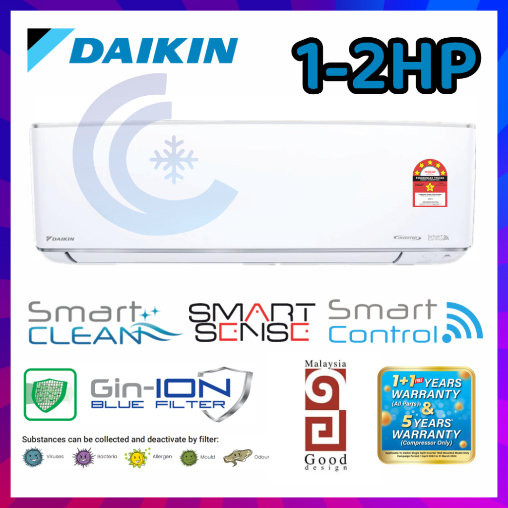 Daikin Smarto Premium Inverter 1hp 2hp Air Conditioner Ftkh R32