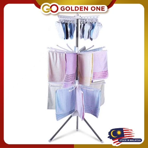 [YL]YL076 Folding Transportable Laundry Stand Drying Rack 2 Tier Tripod ...