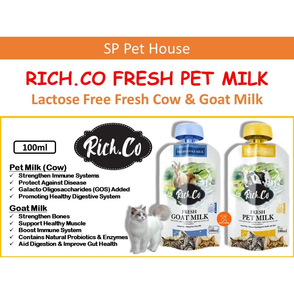 Rich.Co Lactose Free Fresh Goat Milk & Pet Cow Milk 100ml / Susu ...