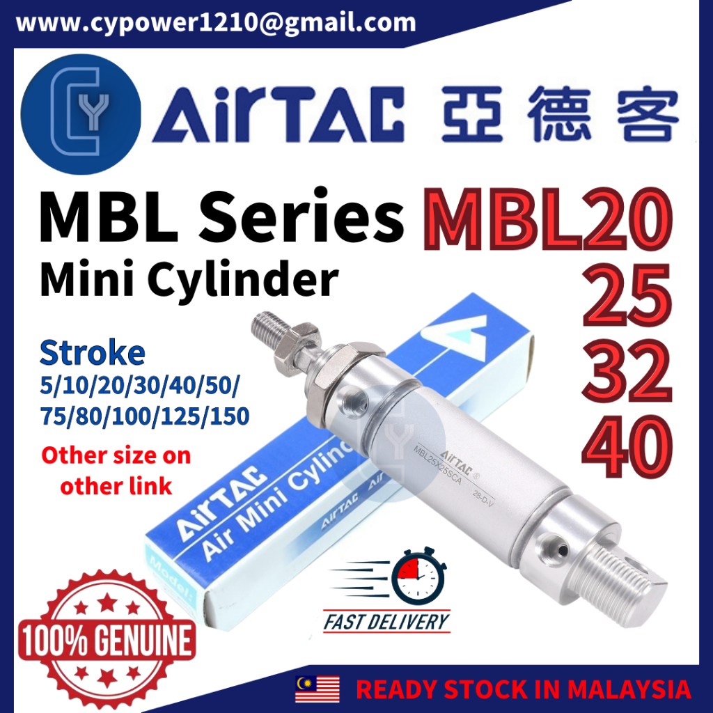 AirTAC MBL Series MBL20/25/32/40 Pneumatic Air Cylinder Aluminum Barrel ...