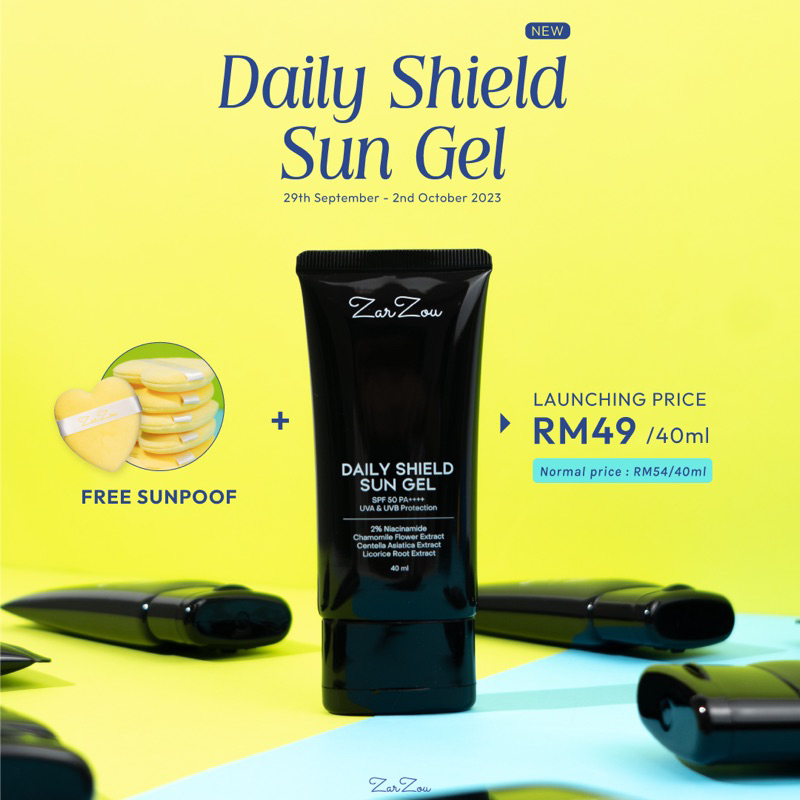 *NEW* DAILY SHIELD SUN GEL ZARZOU SUNCREEN SPF50 | Shopee Malaysia