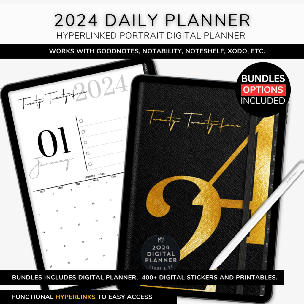 2024 Minimal Daily Planner with Realistic Textured Cover and 400 ...