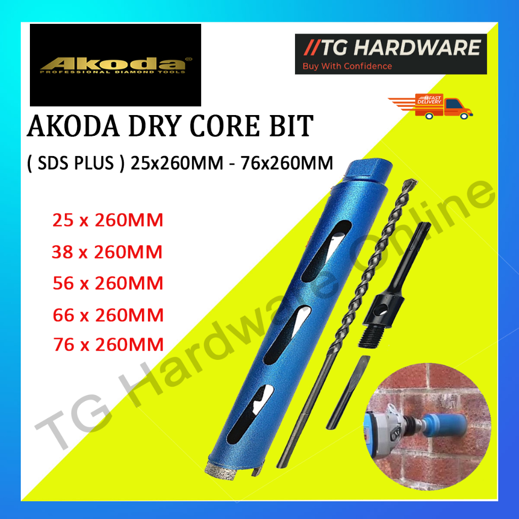 AKODA DRY CORE BIT ( SDS PLUS ) 25x260MM - 76x260MM | Shopee Malaysia