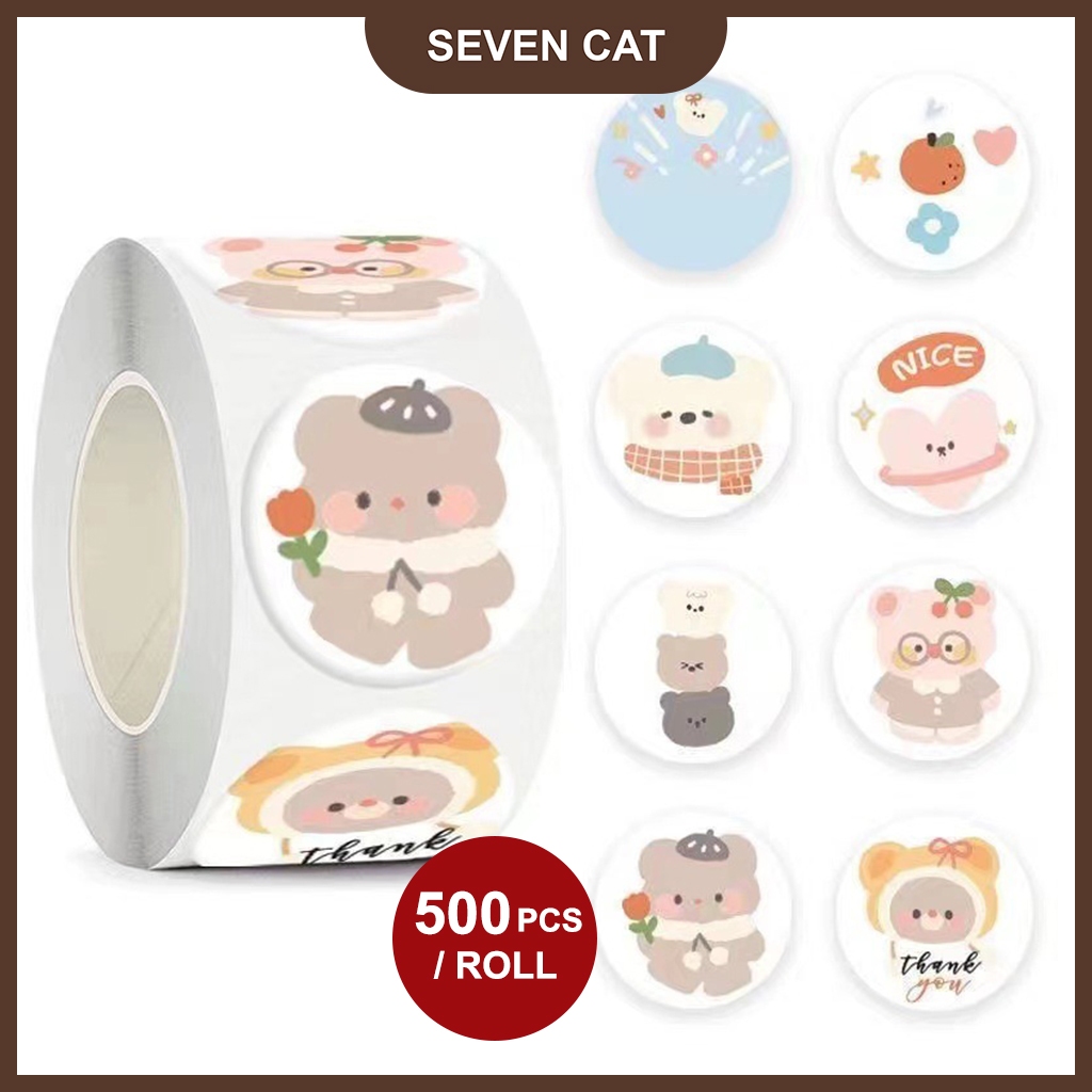 500pcs Round Cute Cartoon Sticker with 8 designs / Parcel Labels ...