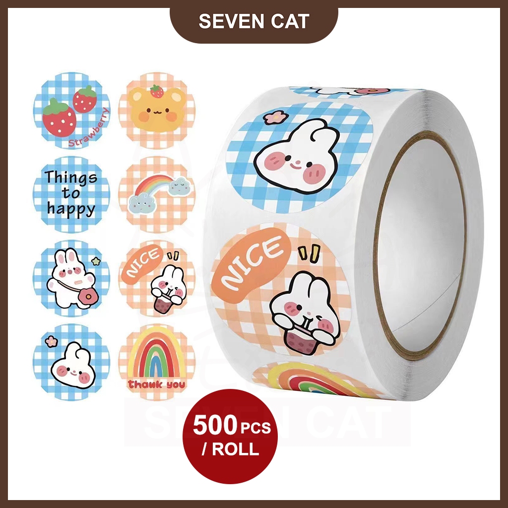 500pcs Round Cute Cartoon Sticker with 8 designs / Parcel Labels ...