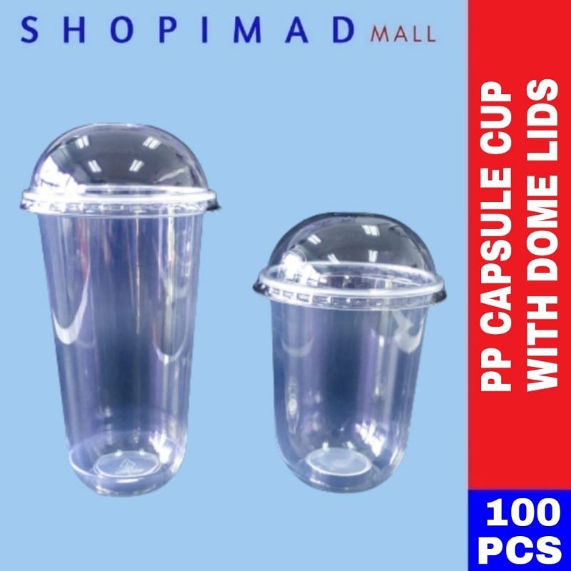 [100PCS] PP CAPSULE CUP WITH DOME LIDS | U SHAPE CUP | Shopee Malaysia
