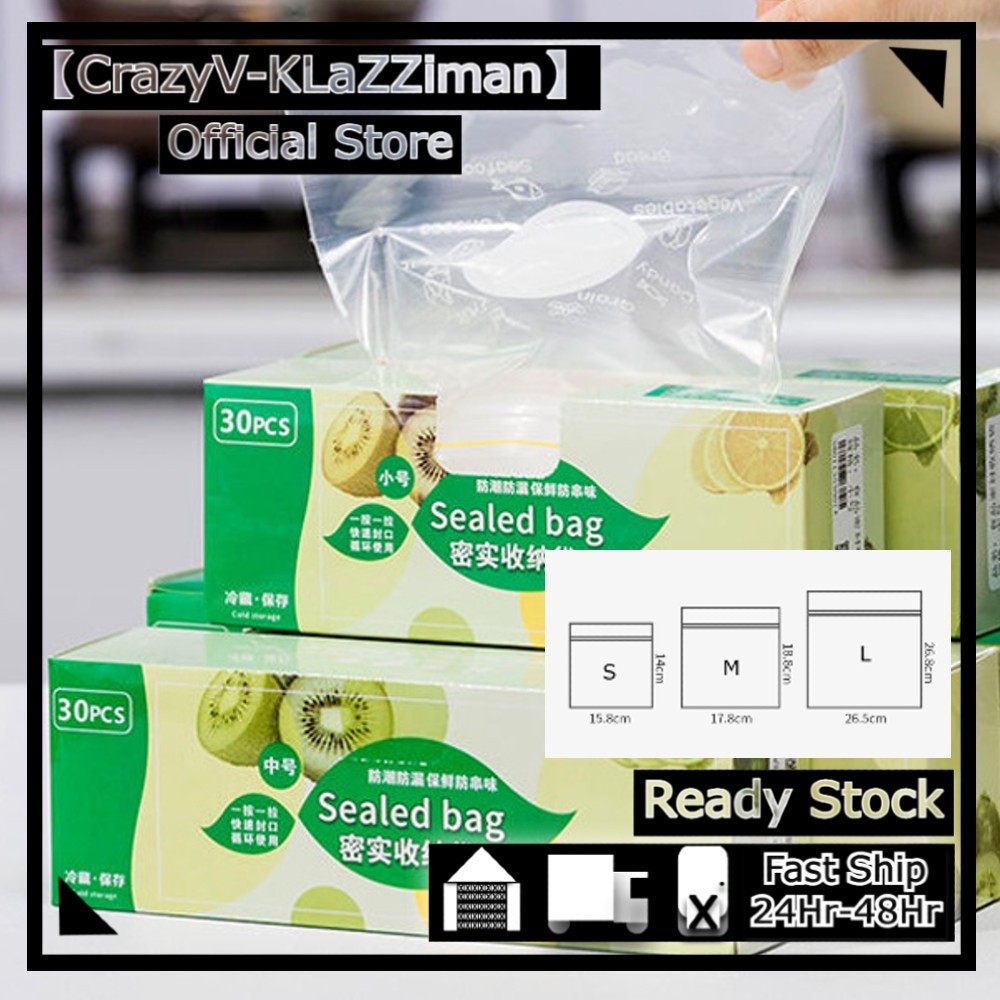 Reusable 20/30Pcs per Box Zipper Food Storage Bag Transparent ...