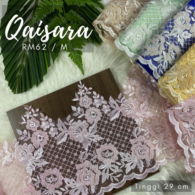 Qaisara beaded manik border bridal lace 28cm pengantin | Shopee Malaysia