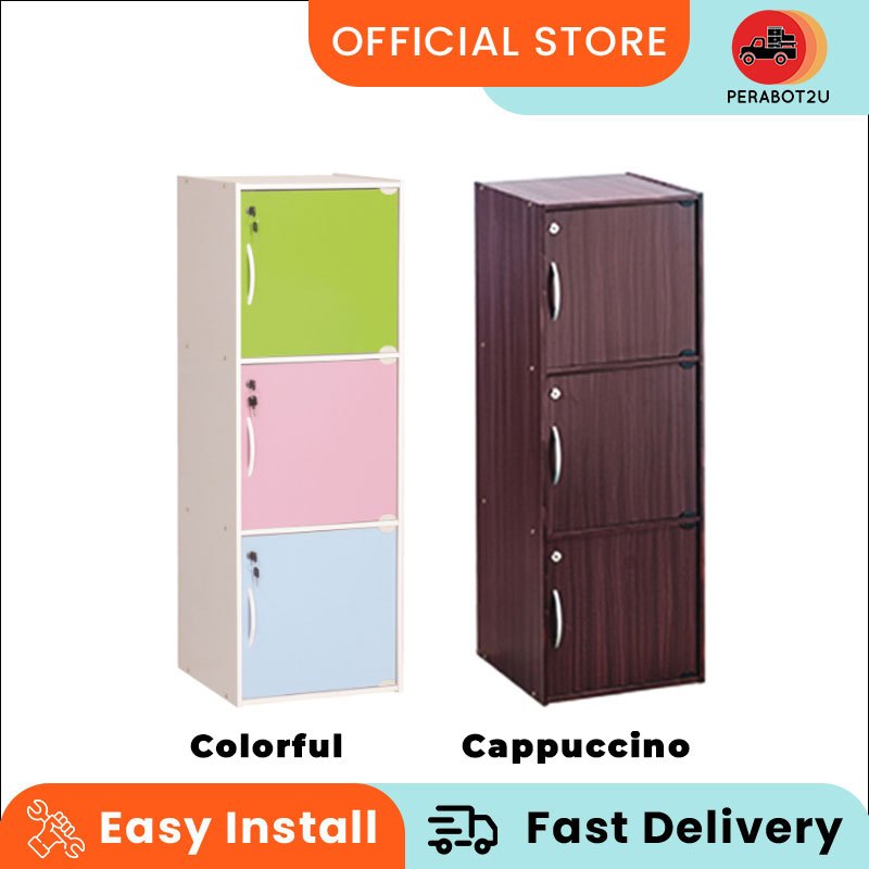 P2U Almari 3 Pintu / Almari Serbaguna dengan Kunci / 3 Door Storage Box ...