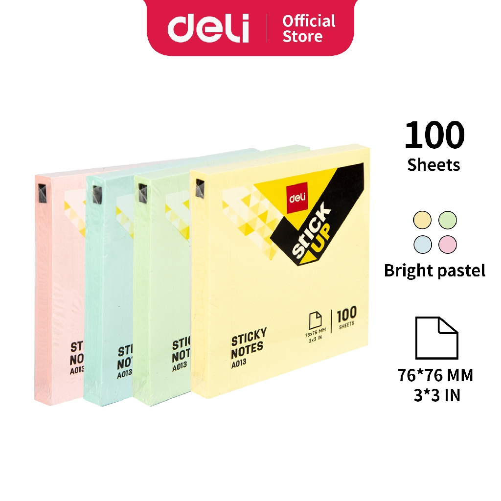 Deli Memo Sticky Notes (3" x 3" x 100 Sheets) EA01303 | Shopee Malaysia