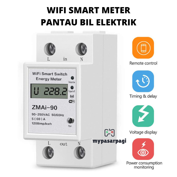 🇲🇾 WIFI TUYA SMART TNB SINGLE PHASE ENERGY kWh SUB METER WATT METER ...